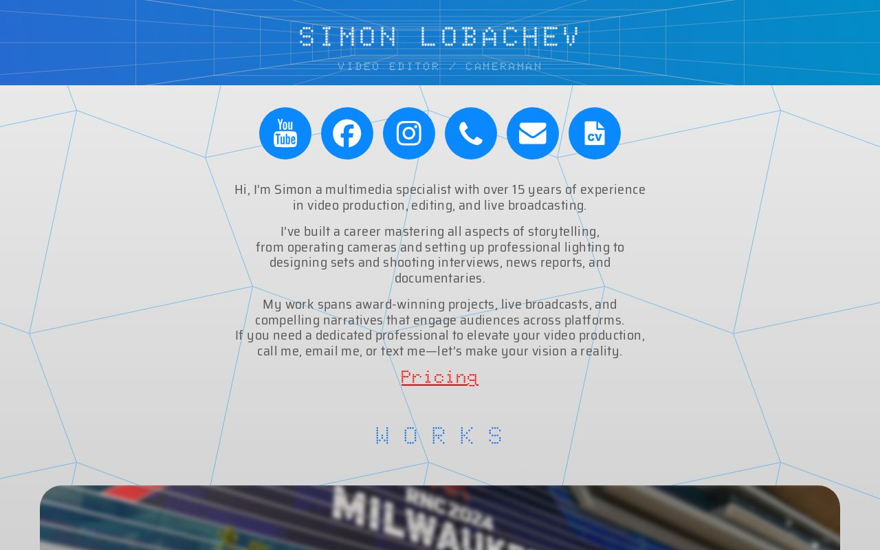 Simon Lobachev / Video Editor / Cameraman